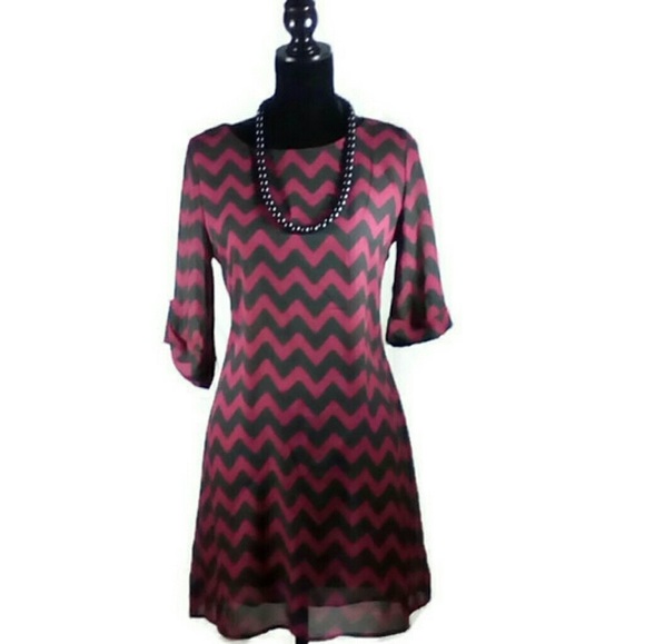 Rachel Kate | Dresses | Rachel Kate Burgundy Chiffon Chevron Midi Dress ...